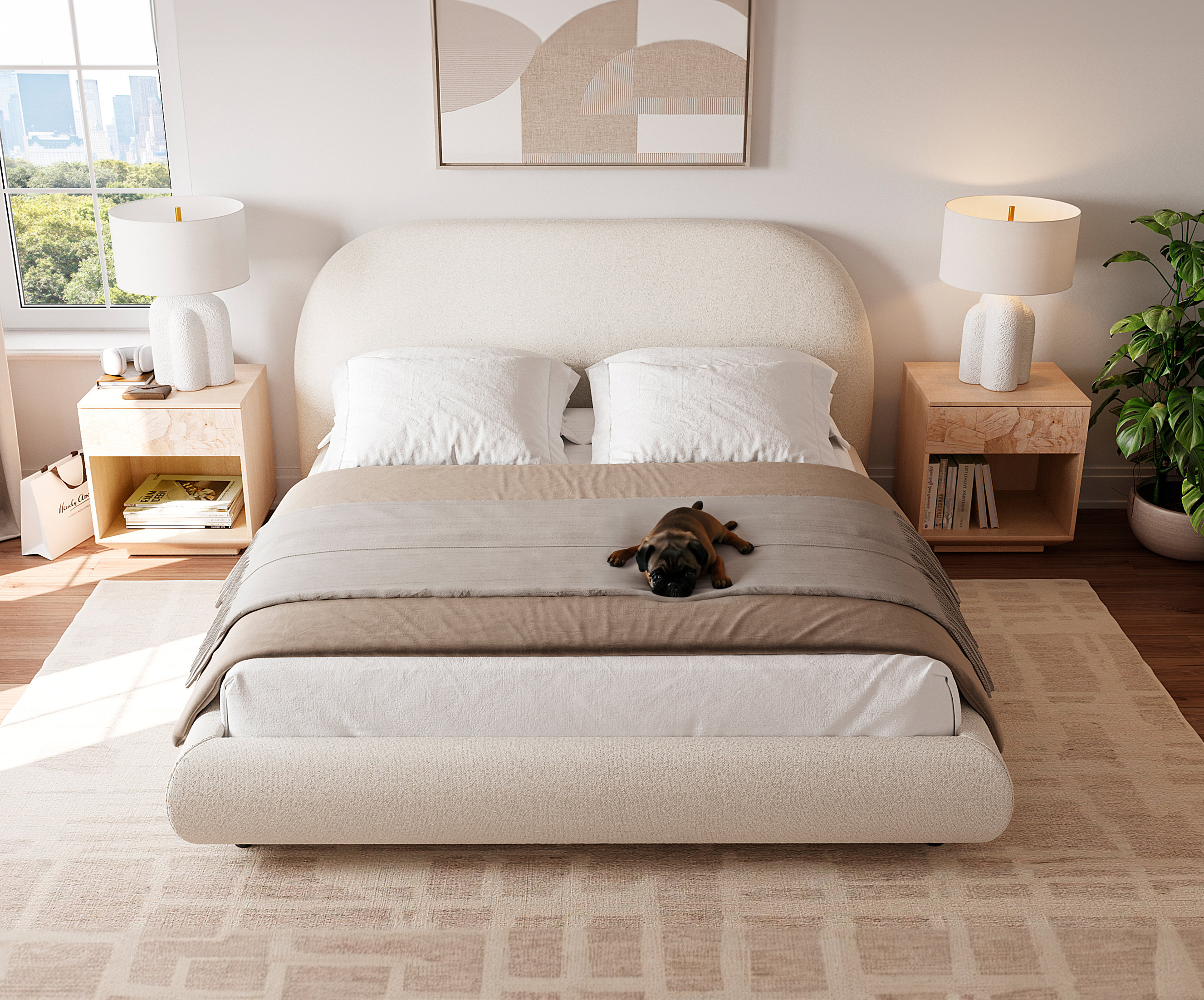 Brayden Studio Platform Solana Bed with Soft Performance Boucle Fabric Upholstery Wayfair